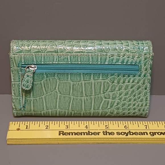 Rosetti | Bags | Rosetti Turquoise Crocodile Double Snap Trifold Wallet ...